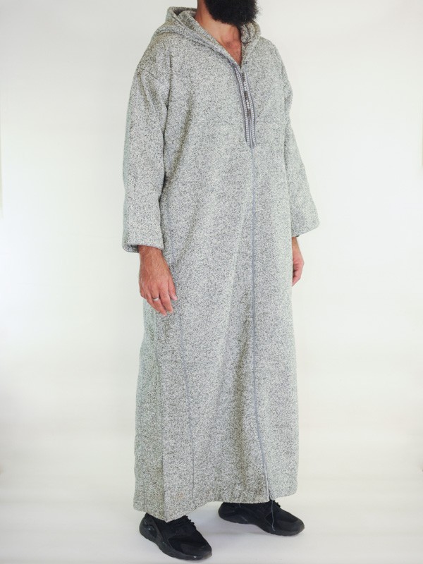Djellaba marocaine Ouazzania hiver - Gris uni